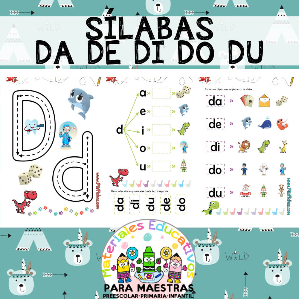 Fichas para Sílabas Da De Di Do Du | Materiales Educativos para Maestras