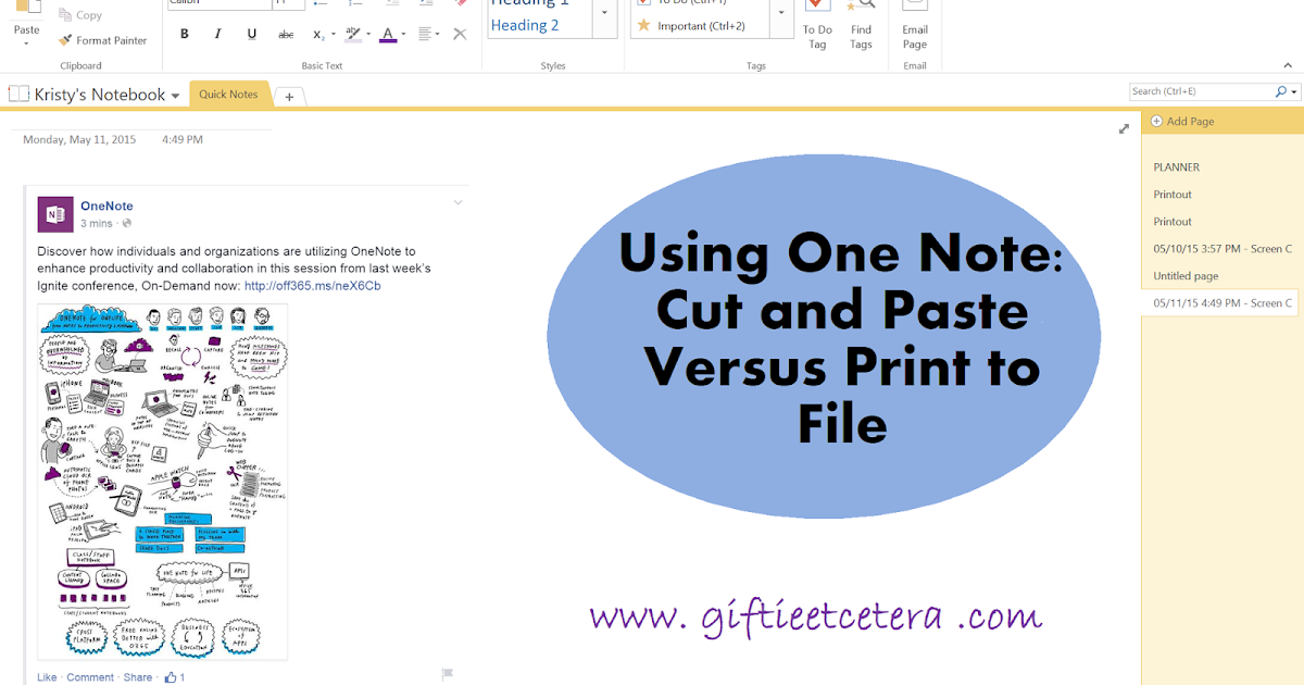 Using One Note: Cut and Paste Versus Print to File | Giftie Etcetera ...