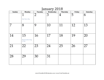 Printable January Calendar 2018 ~ Certificate Letter