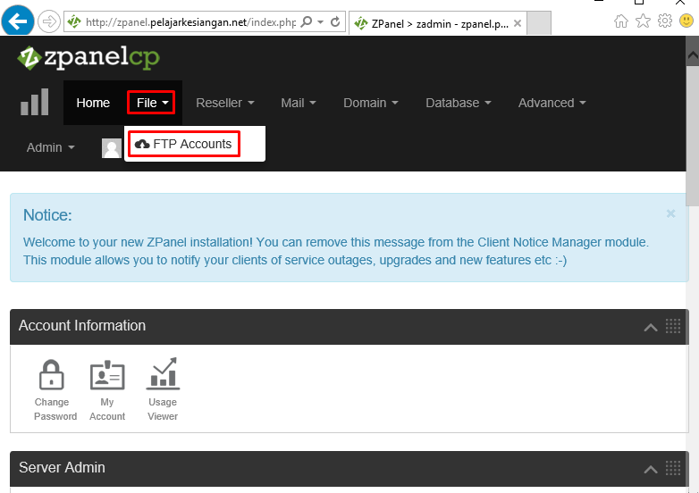 Instalasi Dan Konfigurasi Control Panel Hosting Menggunakan Zpanel ...