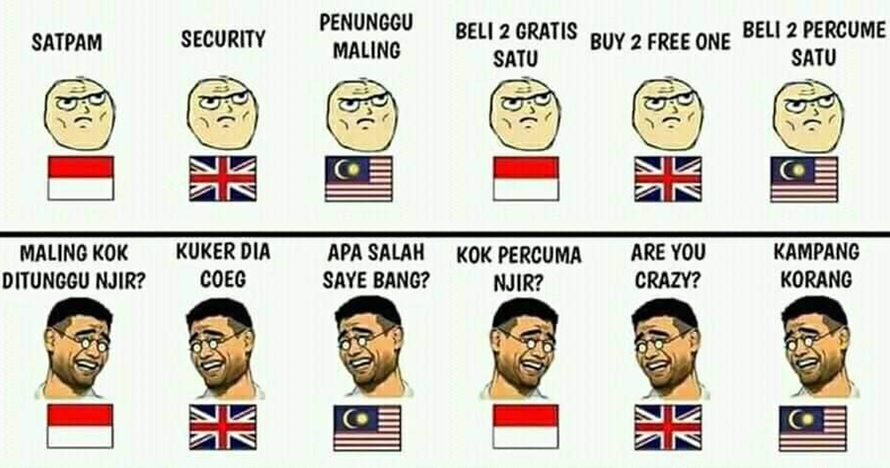 7 Meme bahasa Indonesia vs Inggris vs Malaysia, lawas tapi tetap lucu ...