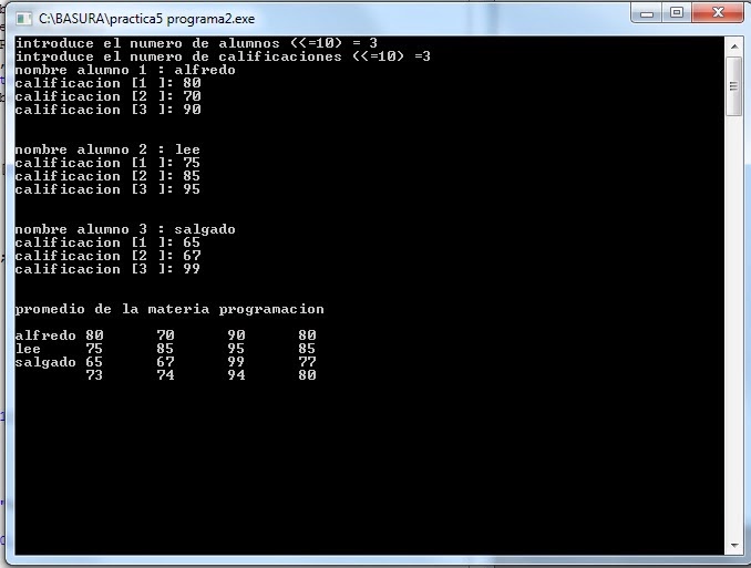 Programación Estructurada : Practica 5