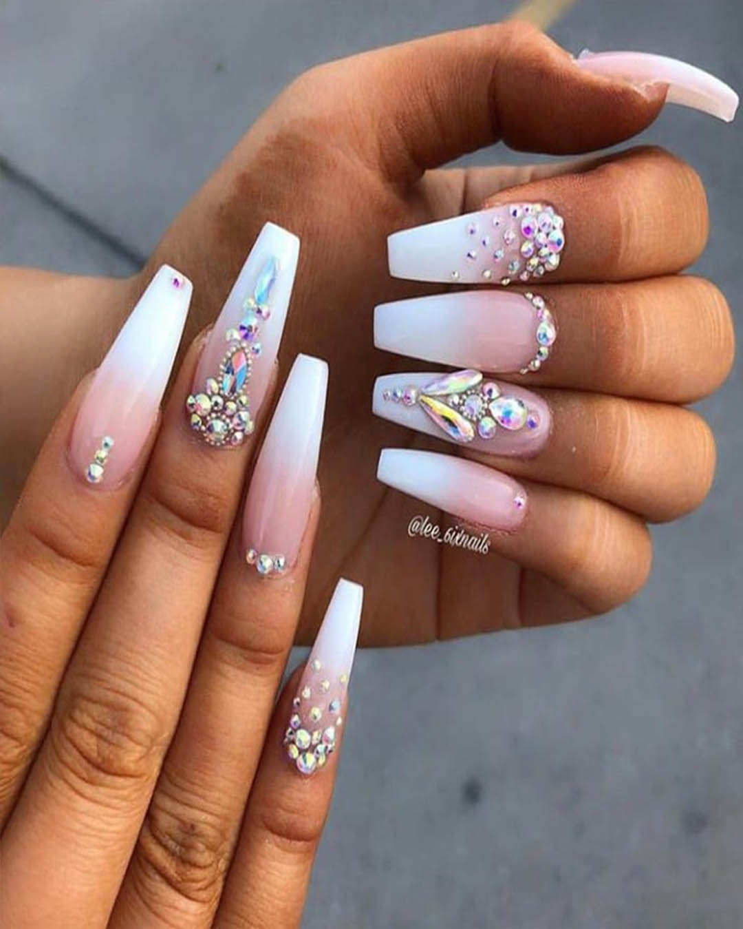 Coffin Nail Designs With Bling