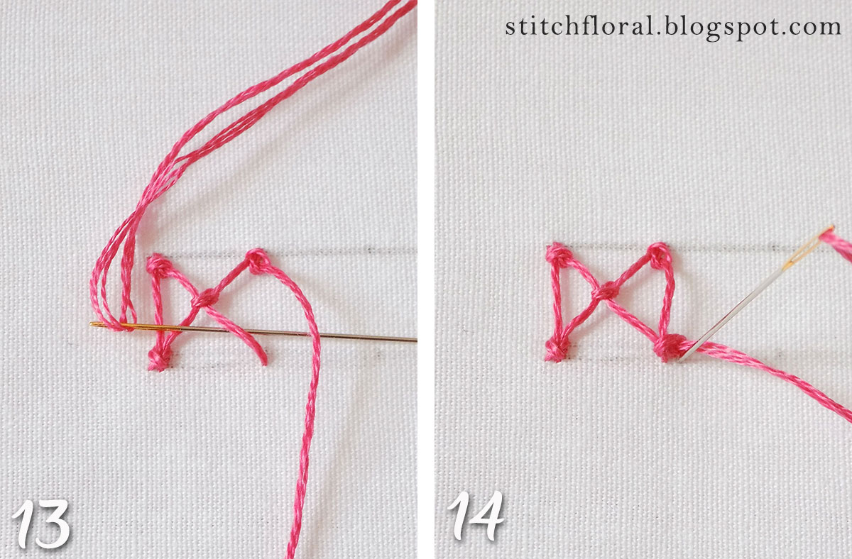 Knotted diamond stitch tutorial - Stitch Floral