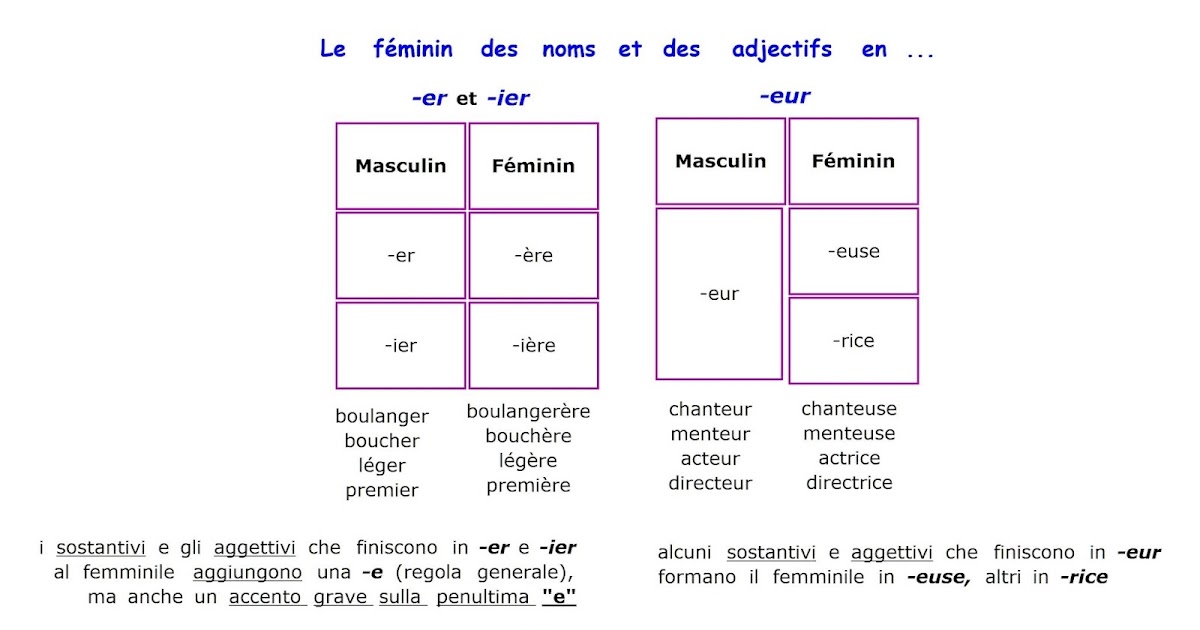 Paradiso delle mappe: Le féminin des noms et des adjectifs en -er, -ier ...