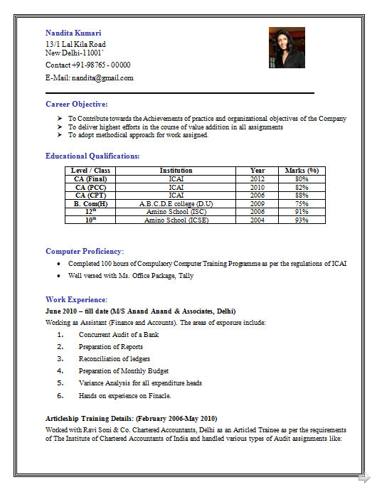 Dynamic Resume: Resume format for 3 years Experience in Account