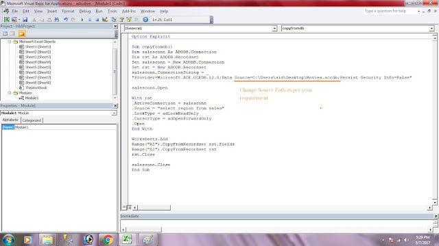 Excel Vba Sample Code Activex Data Objects Ado