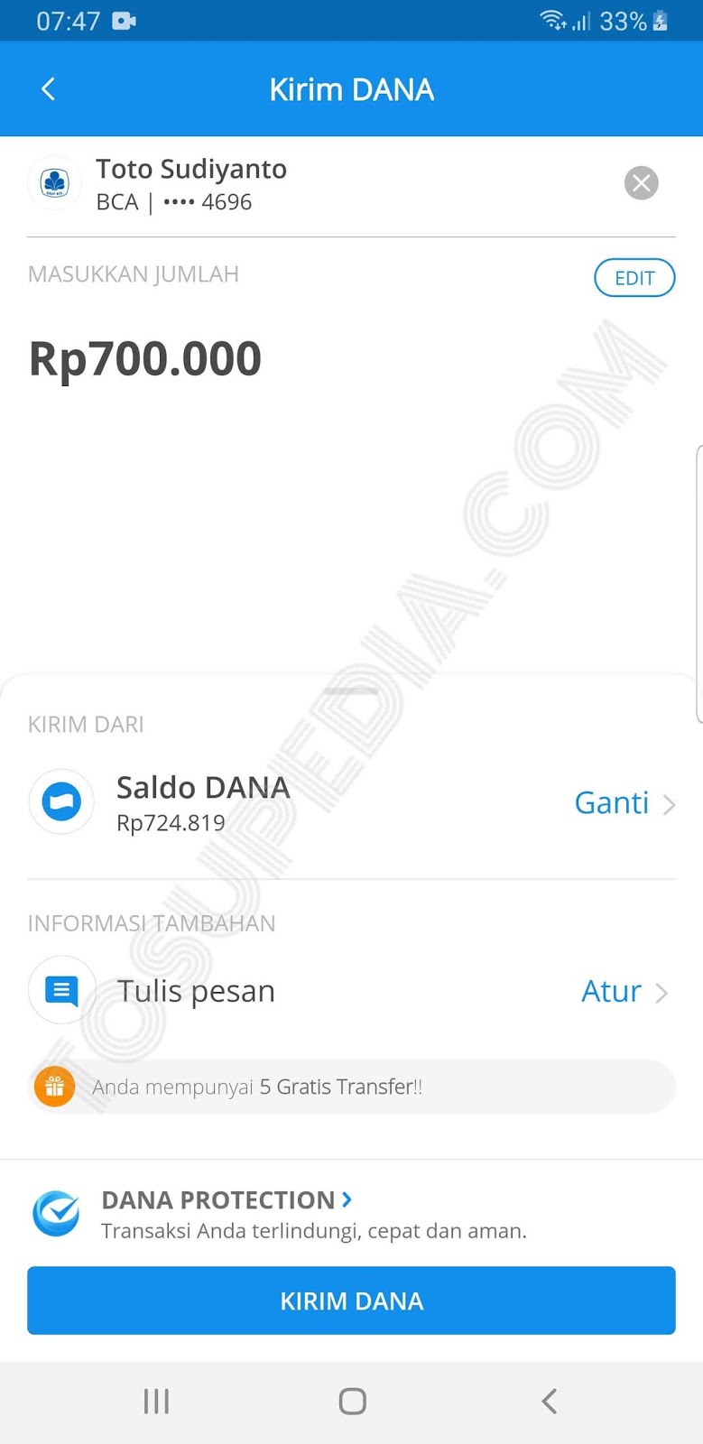 Cara Transfer Uang Dari Aplikasi DANA ke Rekening Bank