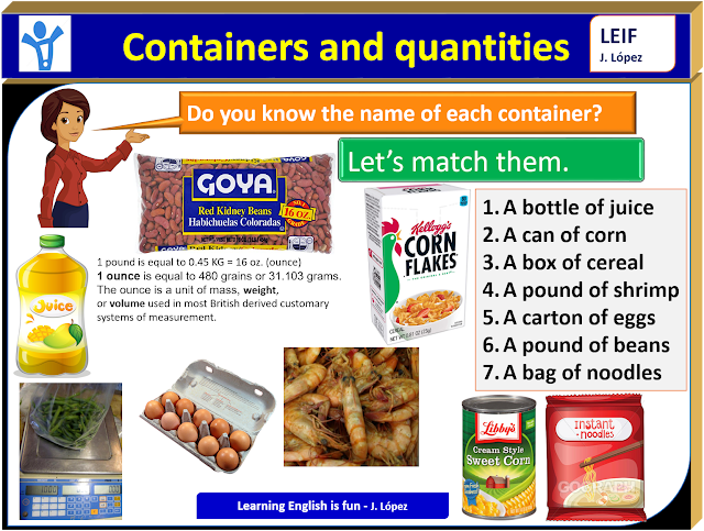 BASIC ENGLISH I: Containers and quantities