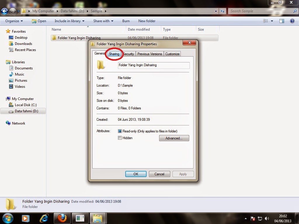 SHARING FOLDER DI WINDOWS 7