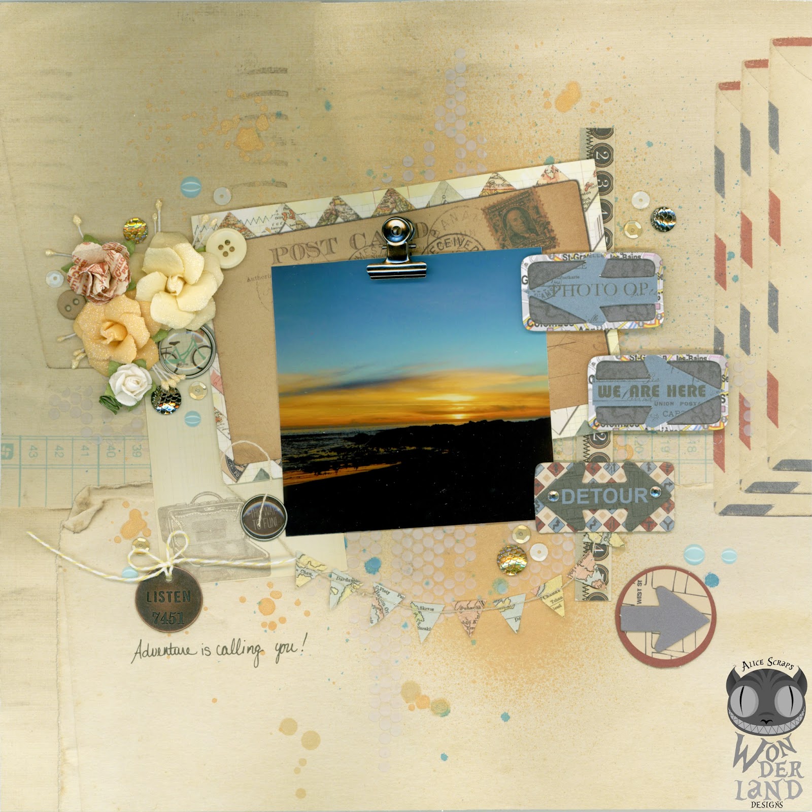 Adventure is Calling: A Vintage Styled Travel Scrapbook Layout - Alice ...