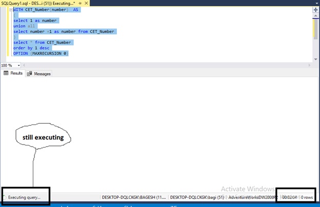Microsoft Business Intelligence Recursive Cte Error The Maximum Recursion 100 Has Been