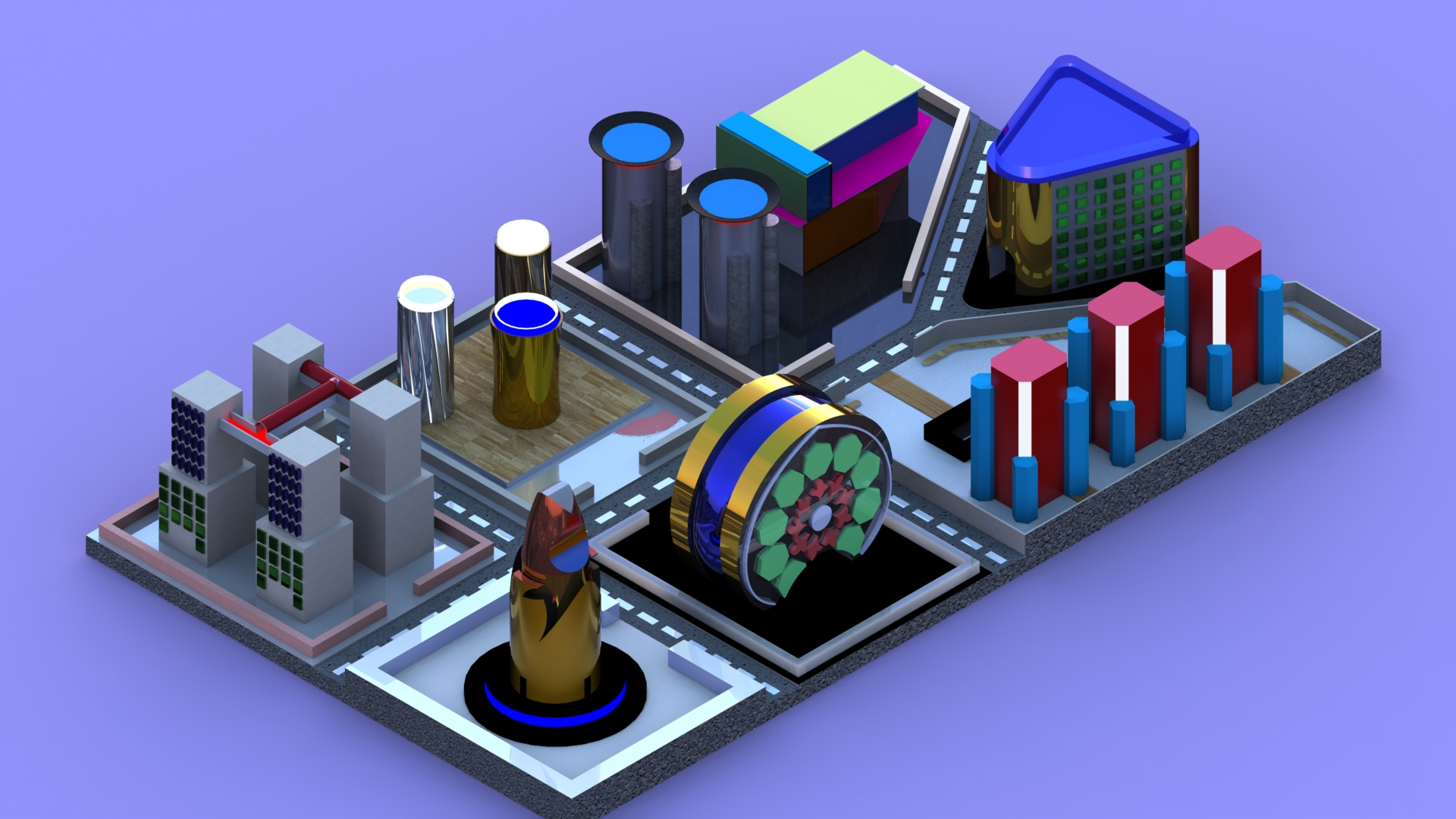 Solid work | city model | animation | solid modeling