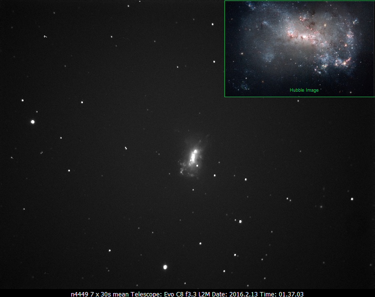 Live Astronomy: NGC4449 Galaxy in Canes Venatici