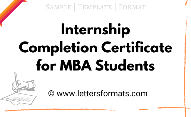 Internship Completion Certificate for MBA Students - Template