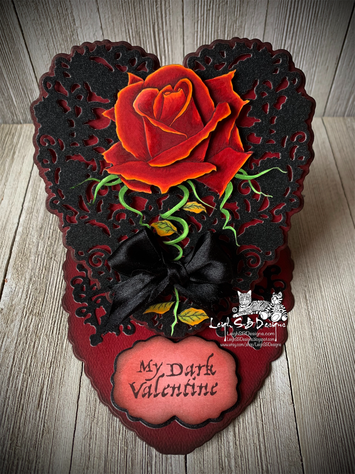 LeighSBDesigns: My Dark Valentine Blog Hop 2020: Gothic Rose easel card ...