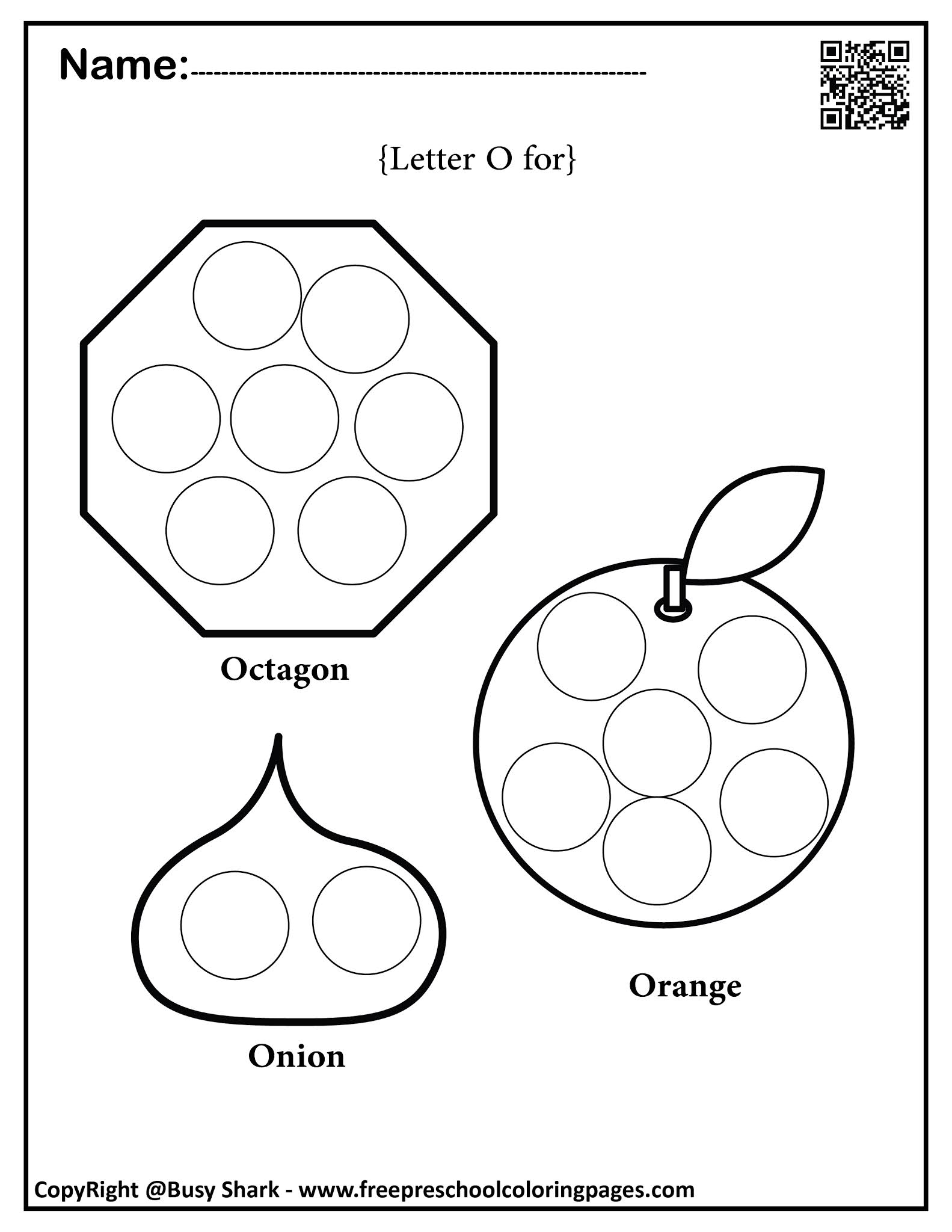 Letter O "10 free Dot Markers coloring pages"