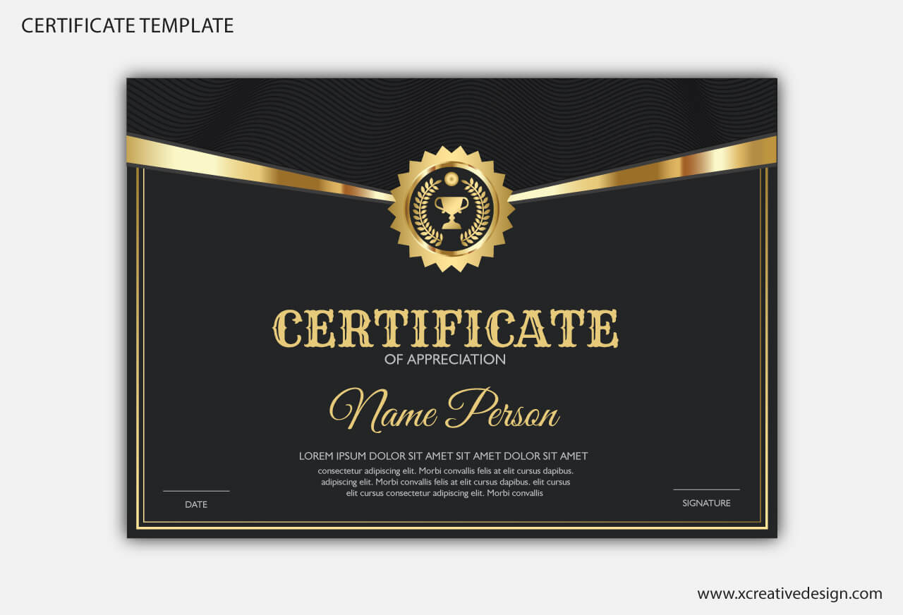 Download black and gold Certificate of appreciation Template