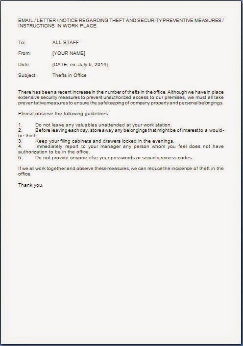 Announcement Regarding Theft and security in office