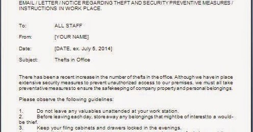Announcement Regarding Theft and security in office