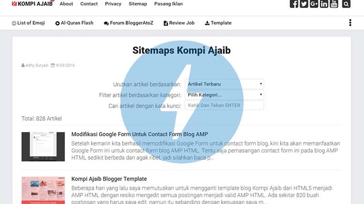 Membuat Sitemap Blog Untuk Blogger AMP HTML Dengan Custom Domain