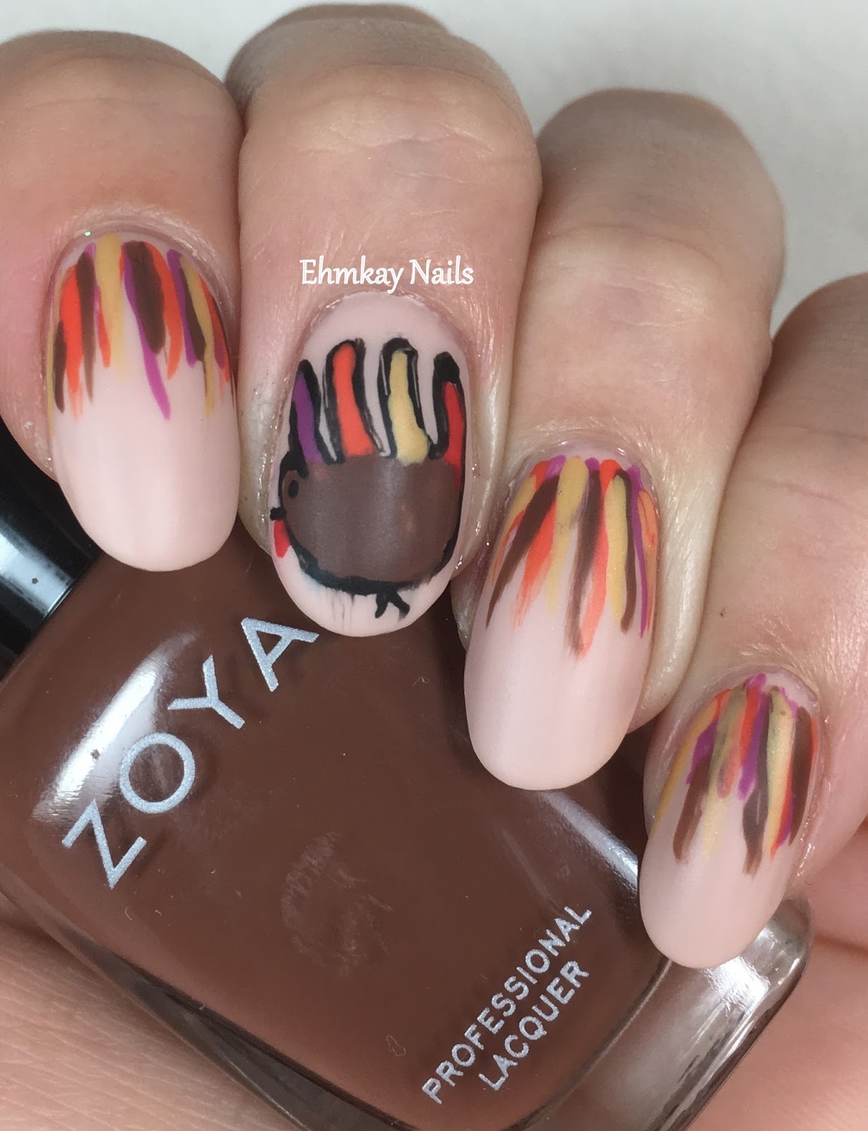 ehmkay nails: Thanksgiving Nail Art: Hand Turkeys with Zoya Nail Polish