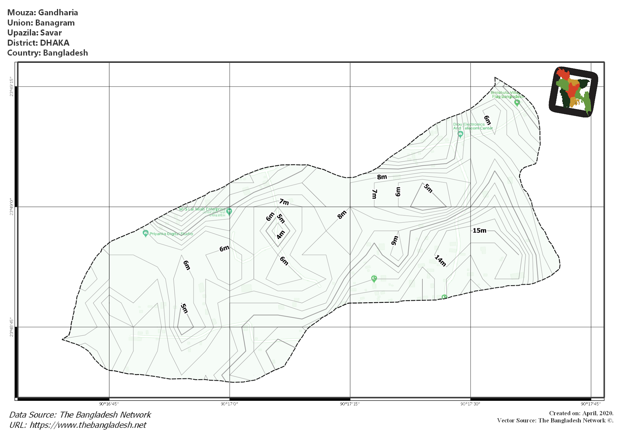 Map of Gandharia Mouza, Savar, Dhaka
