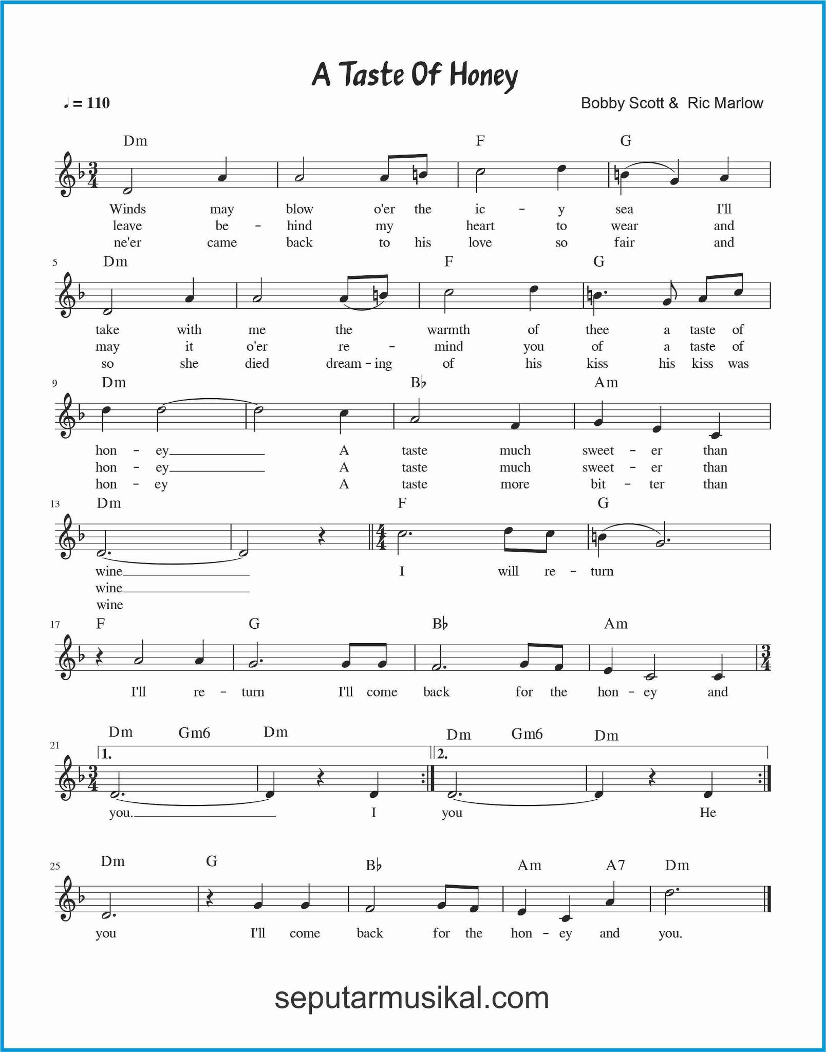 Chord Lagu A Taste Of Honey - SEPUTAR MUSIK