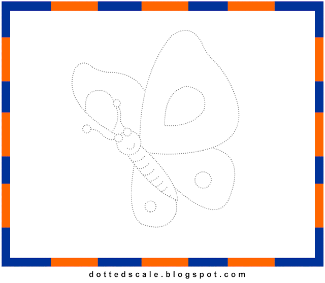 Printable Dotted Drawing Pictures: Butterfly Dotted for kids