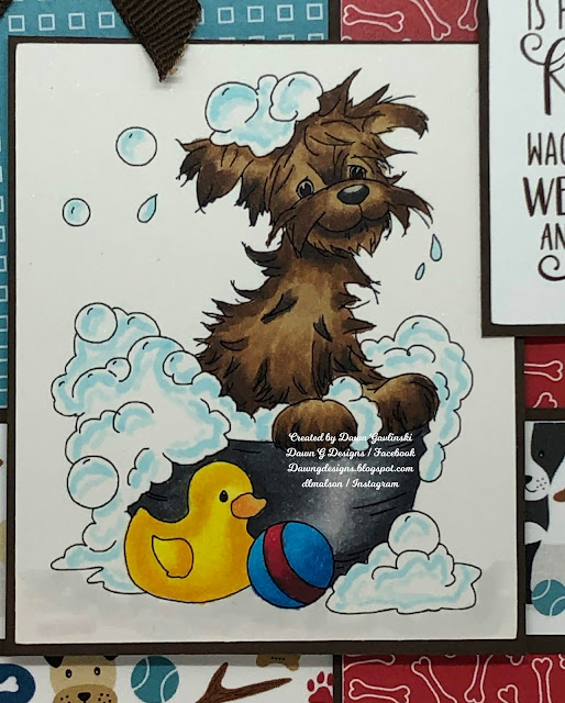 Whimsy Stamps Bath Dog / Dog Card / Copic Coloring
