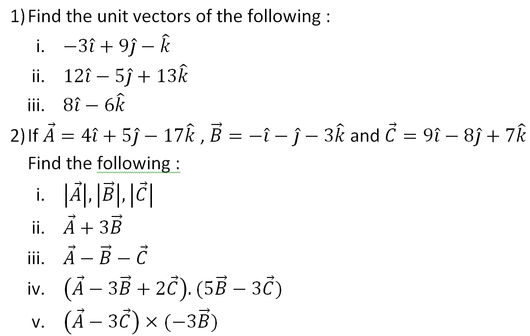 Questions on Vectors
