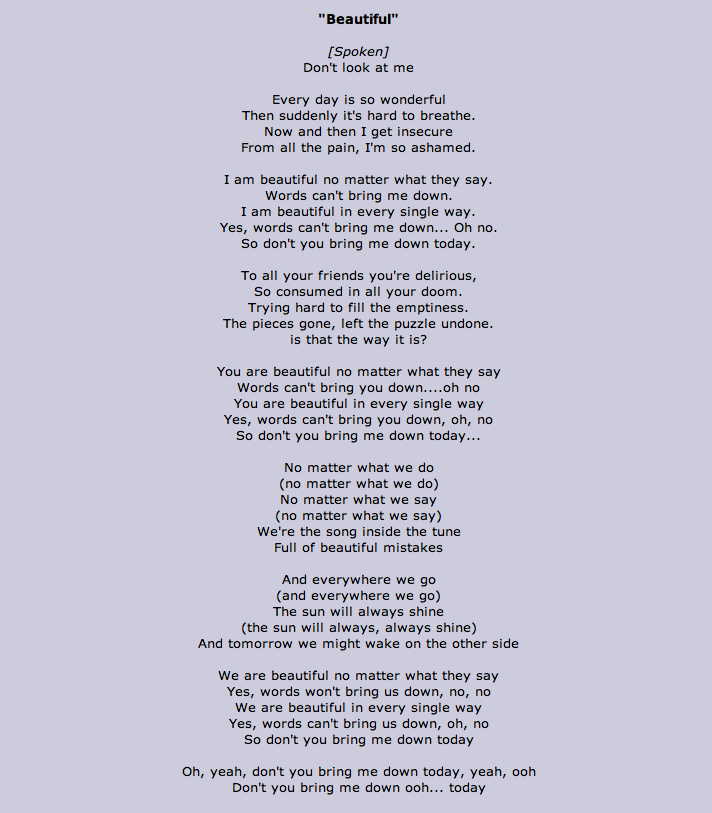 Amanda's English Blog: Analyzing "Beautiful"