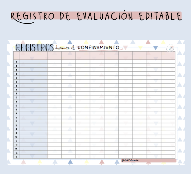 AYUDA PARA MAESTROS: Registro de evaluación editable