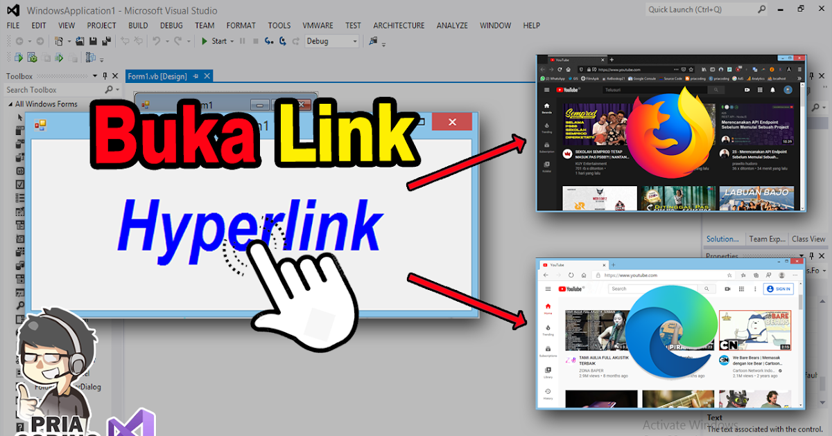 Cara Membuat Hyperlink atau Buka Link di VB.Net | priacoding