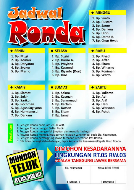 MUNDON: Jadwal Ronda