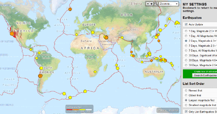 Maps Mania: Real-Time Earthquake Maps
