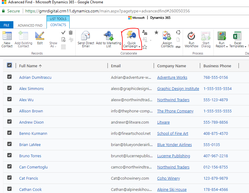 Quick Campaign From Advanced Find In Dynamics 365 Customer Engagement Uk365guy Malla Reddy