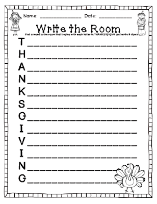 Kindergarten Kids At Play: Try it Out Freebie: November Write the Room