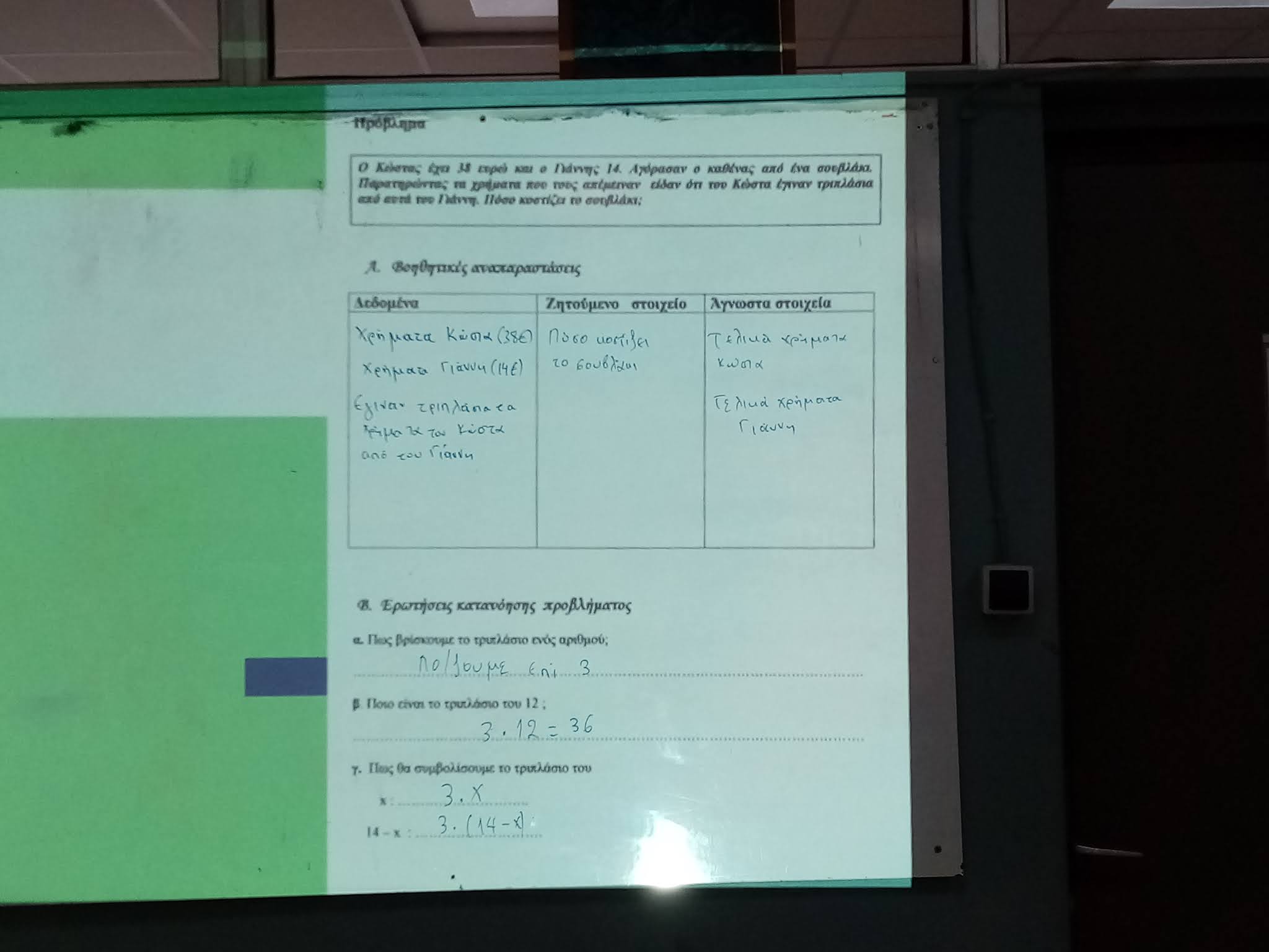 Μosxos eClass: Φύλλο εργασίας με βιντεοπροβολέα