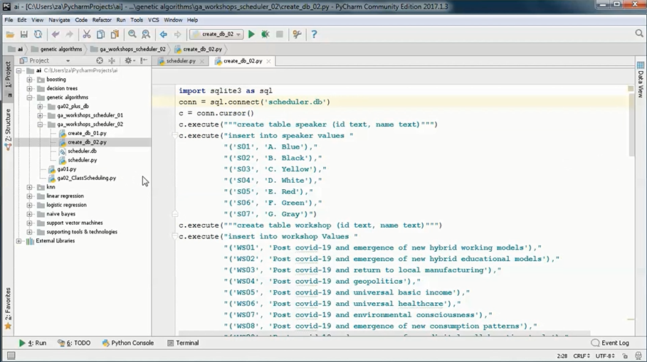 Prototype Project: workshops/conference scheduling w/ genetic ...