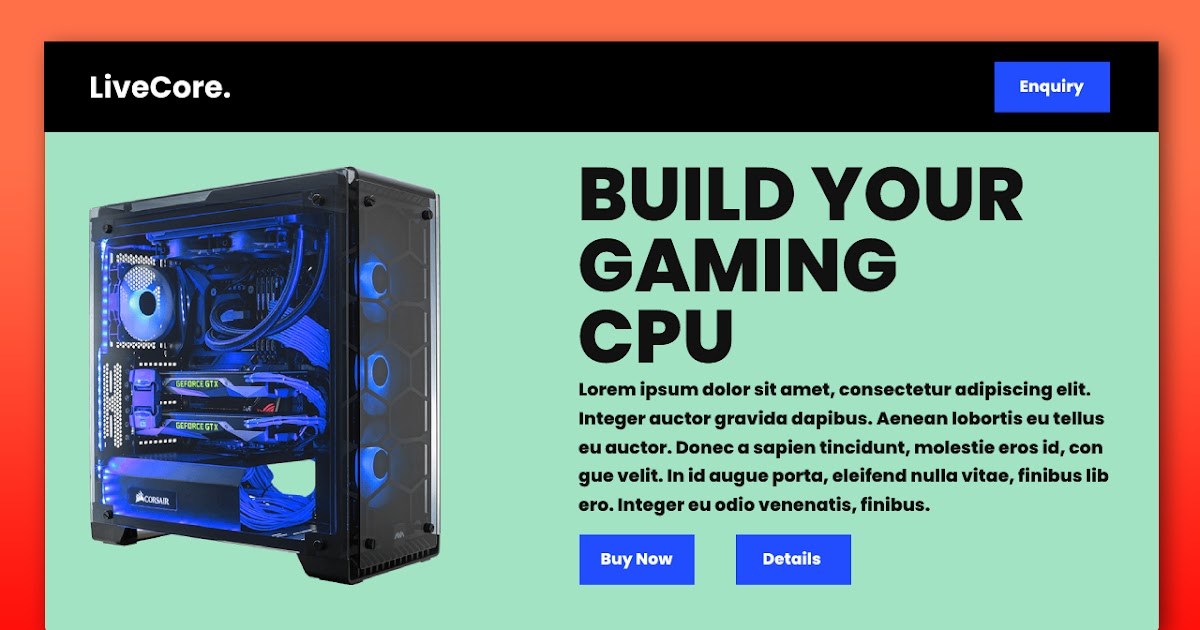 Gaming CPU Landing Page Design Using GSAP | HTML, CSS And GSAP | RUSTCODE