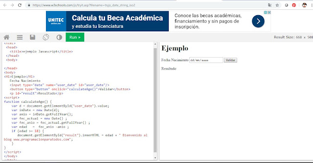 Como Programar en Javascript validar Edad