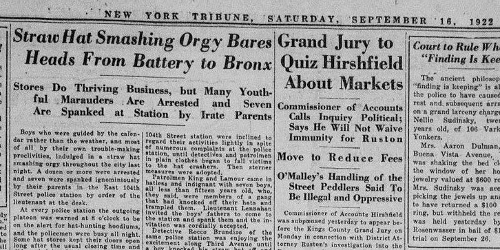 ART and ARCHITECTURE, mainly: Straw hat riots of New York, 1922: a ...