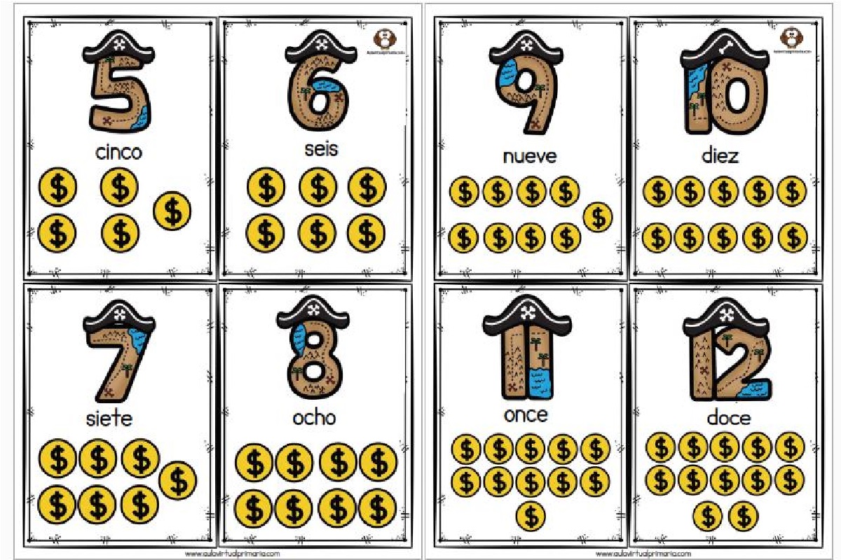 Tarjetas De Números De Piratas - Dinamicas de grupo | Dinamicas ...