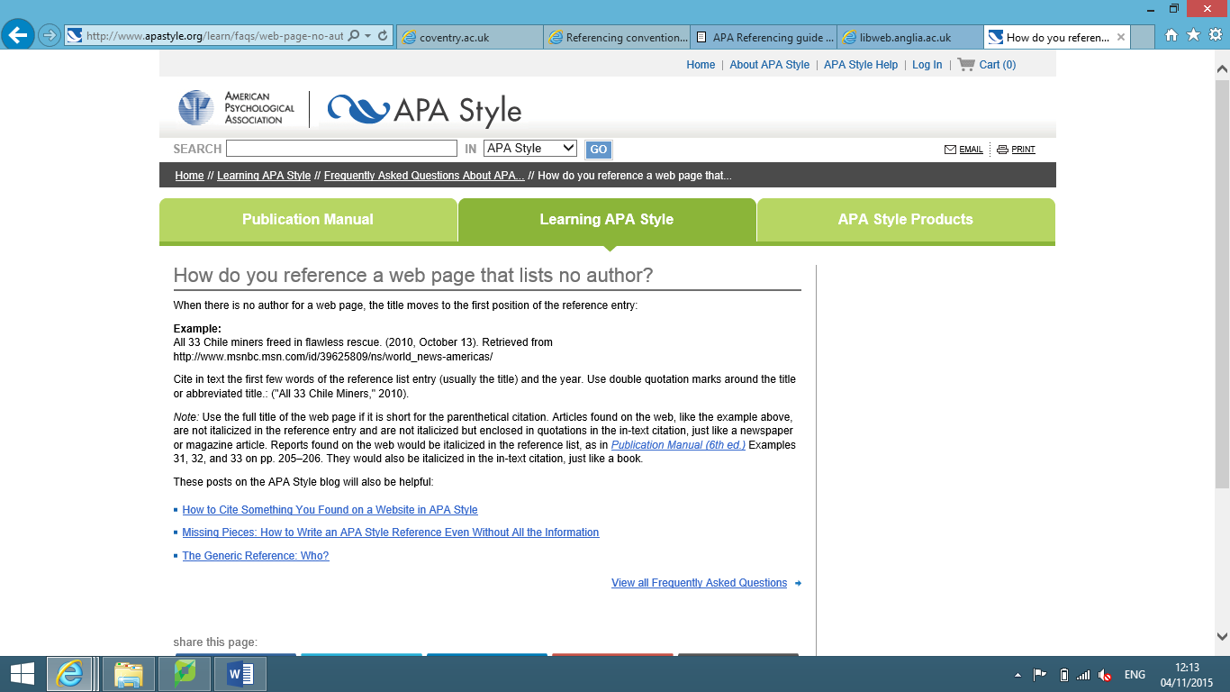 Extended Project Qualification: Report Styles and Referencing