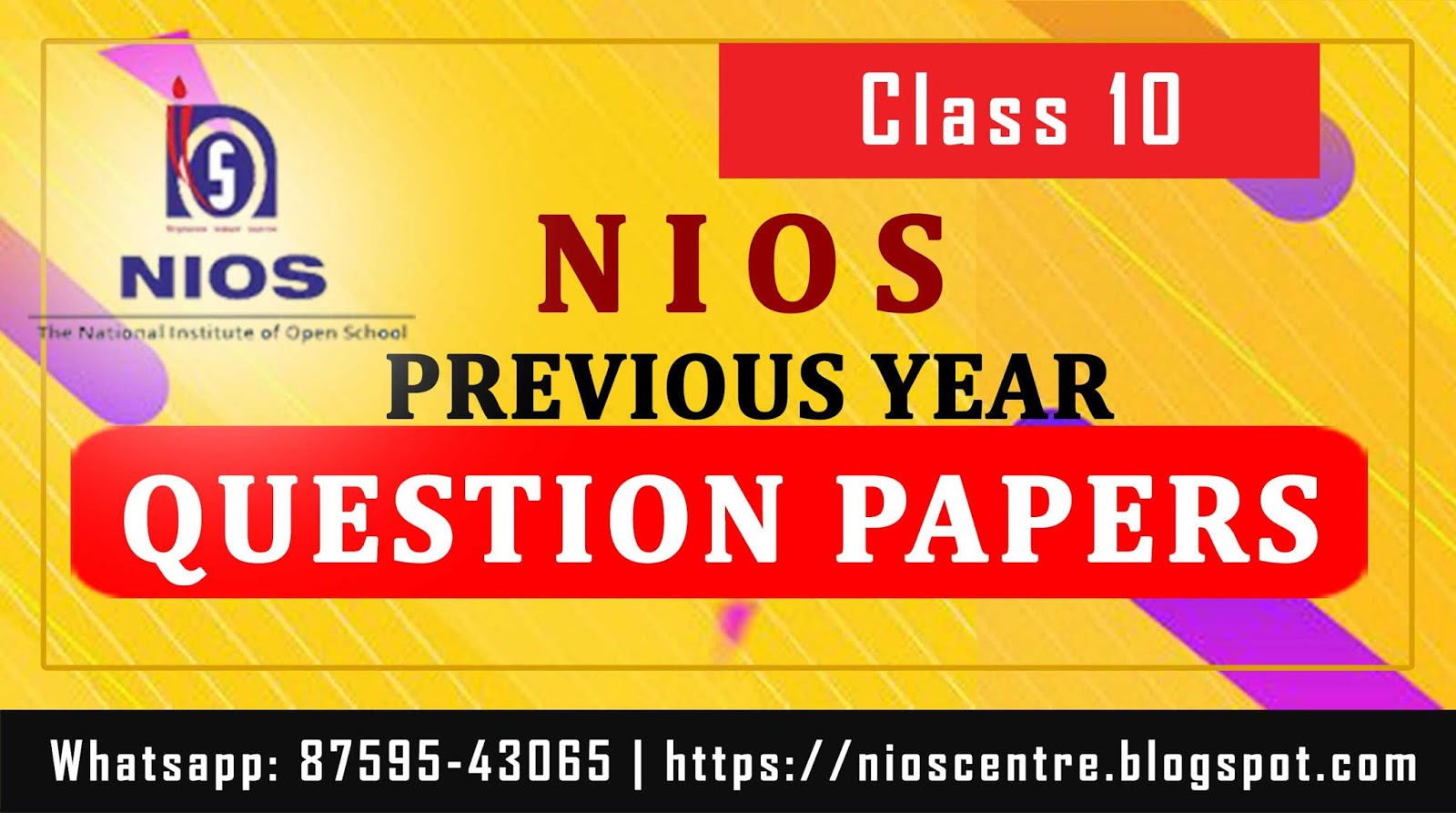 Nios Class 10 Previous Year Question Papers