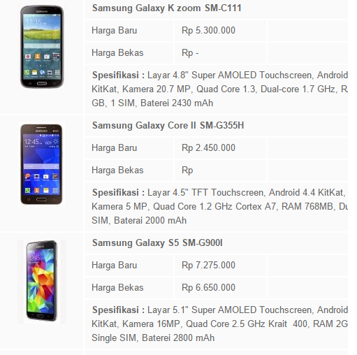 Daftar Harga Terbaru Semua Samsung Galaxy Juni 2015 - SEO INTERNET ...