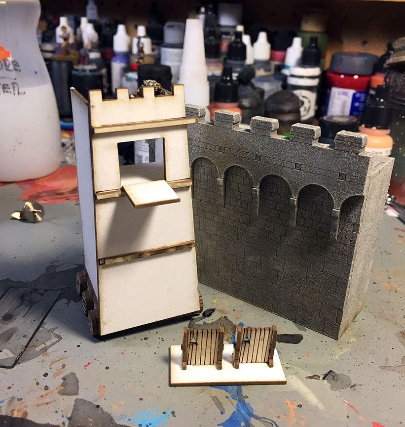 Skull and Crown: Warmaster Siege: Towers and Mantlets prototypes