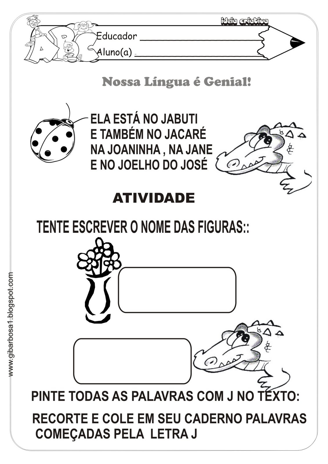 Atividades Com Ja Je Ji Jo Ju Para Imprimir - RETOEDU